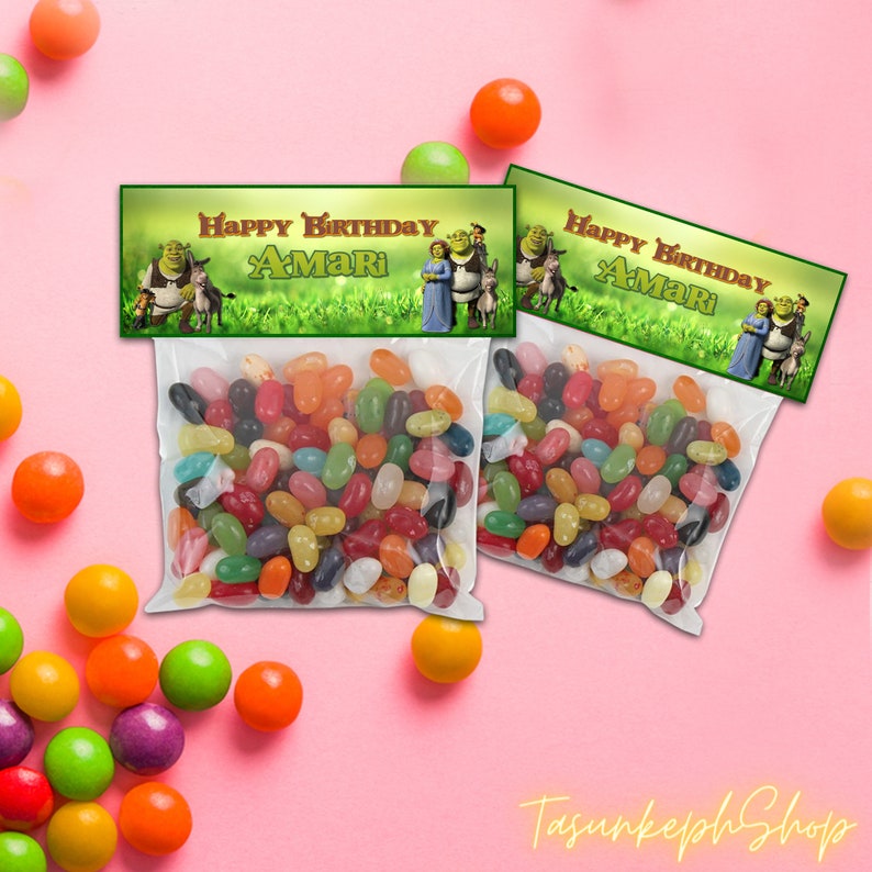 Printable Personalized Shrek Birthday Candy Bag Topper Shrek - Etsy