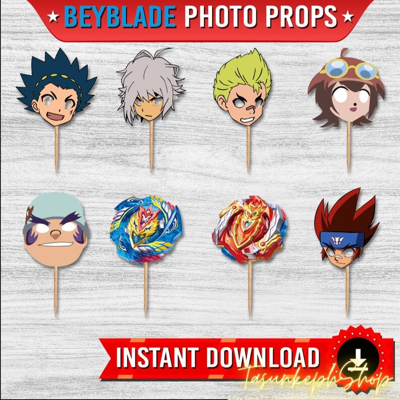 Printable Beyblade Photo Props Party Printable Beyblade Cake - Etsy