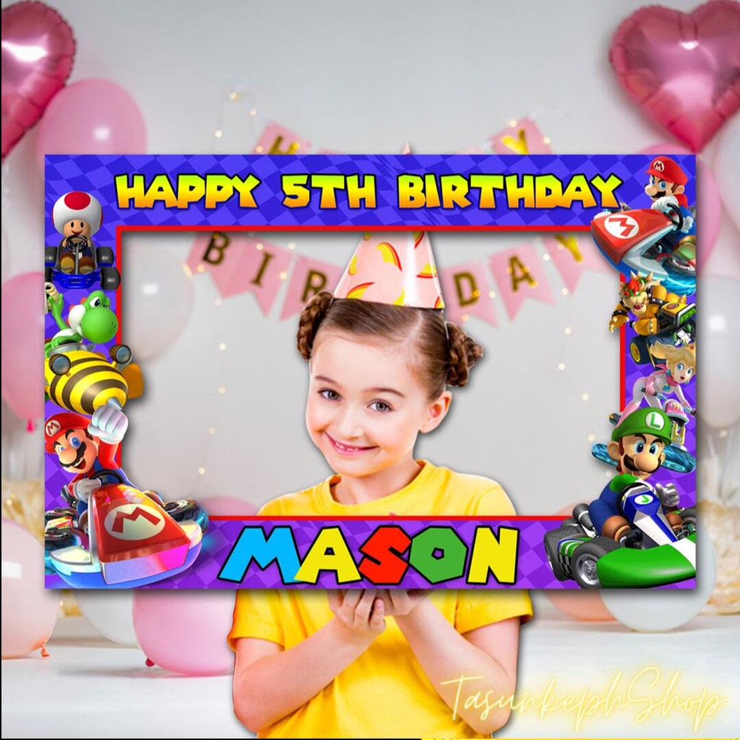 Mario Kart Photo Booth Frame, Mario Kart Birthday Frame, Mario Kart ...