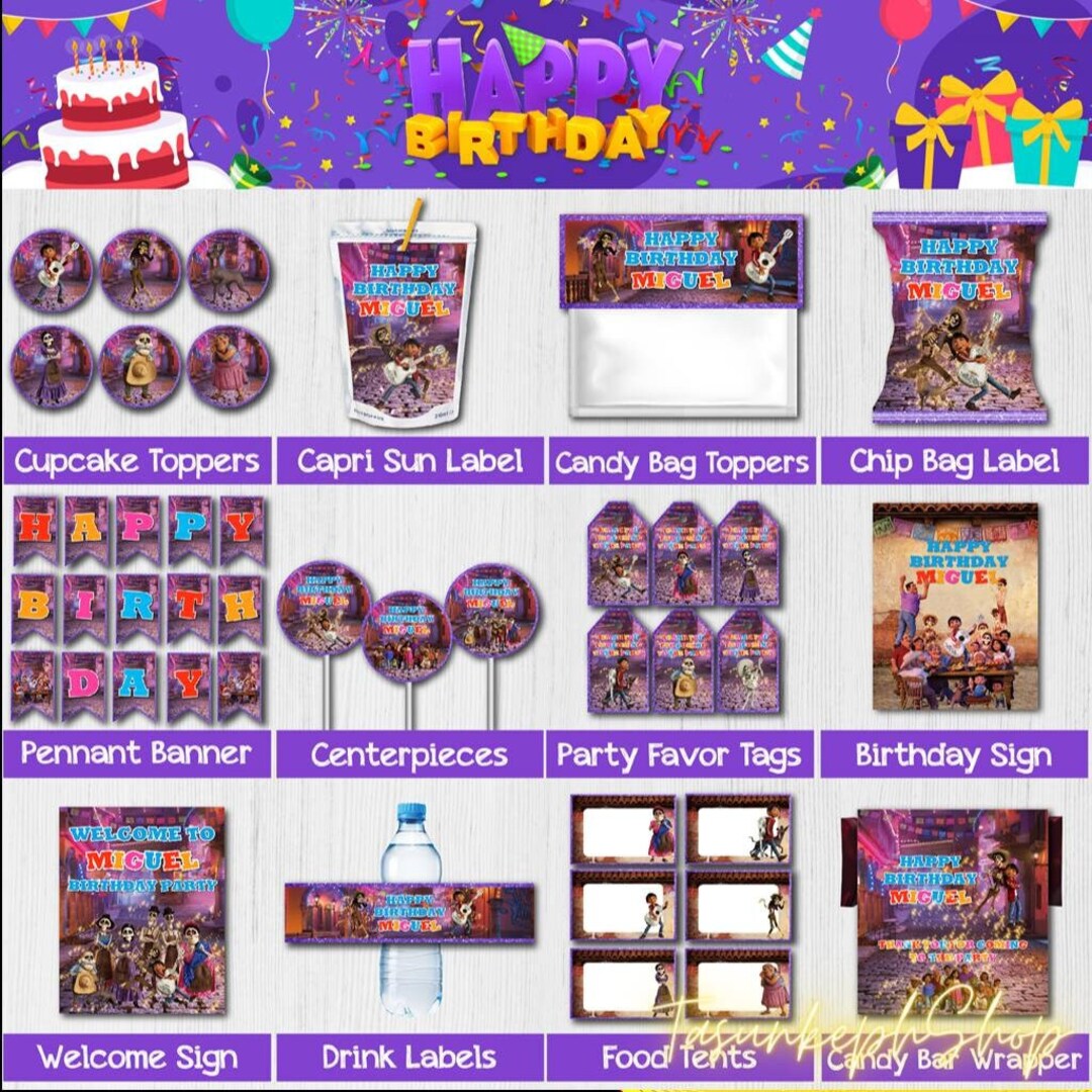 Coco Party Supplies Printable | Coco Birthday | Coco Party | Coco Tags ...