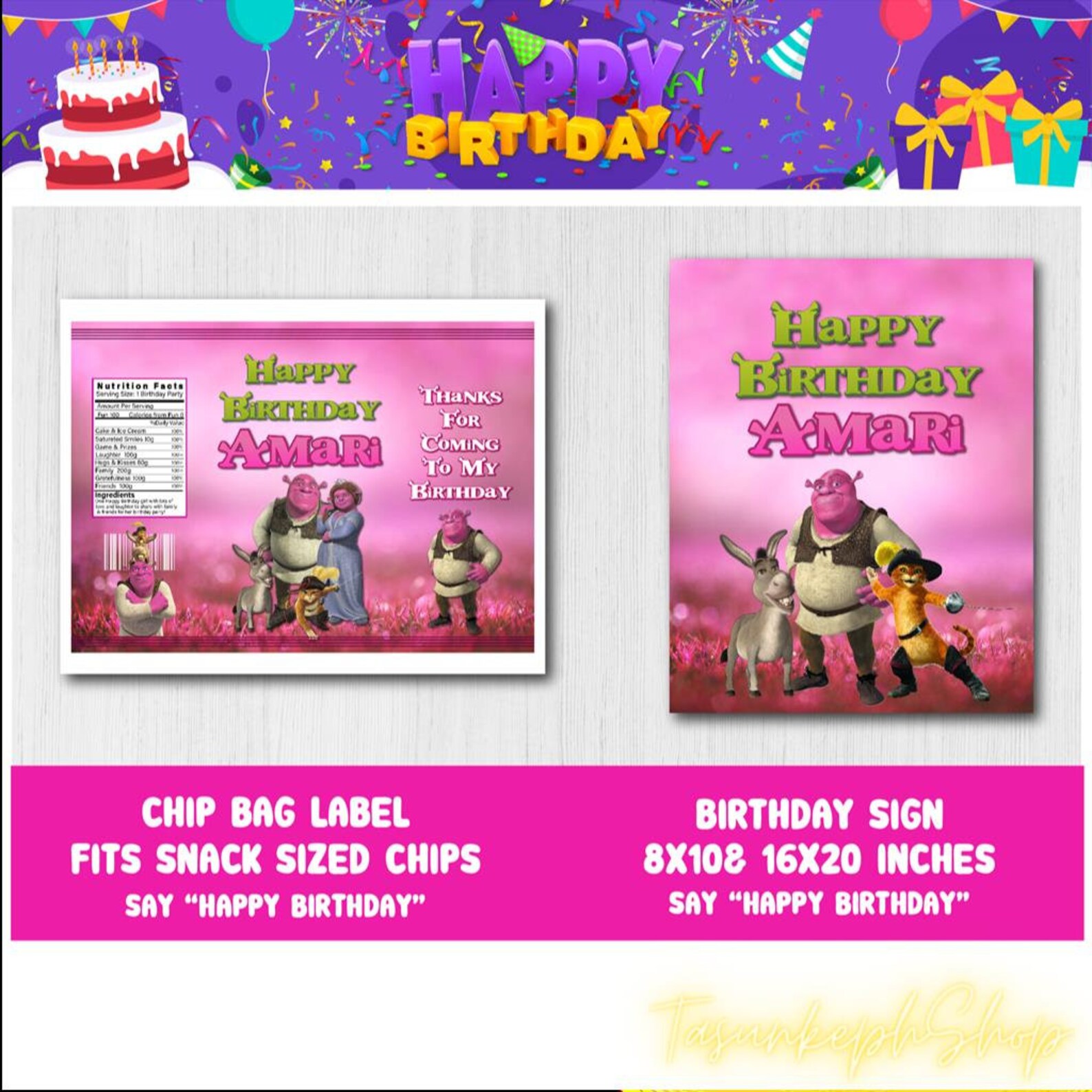 Printable Shrek Cake Topper Personalized Shrek Birthday - Etsy