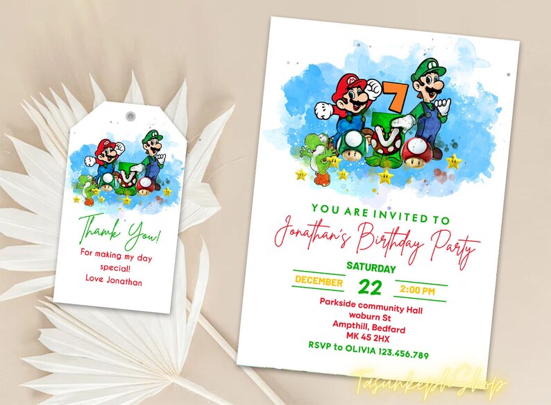 Printable Personalized Super Mario Invitation Mario Bros - Etsy