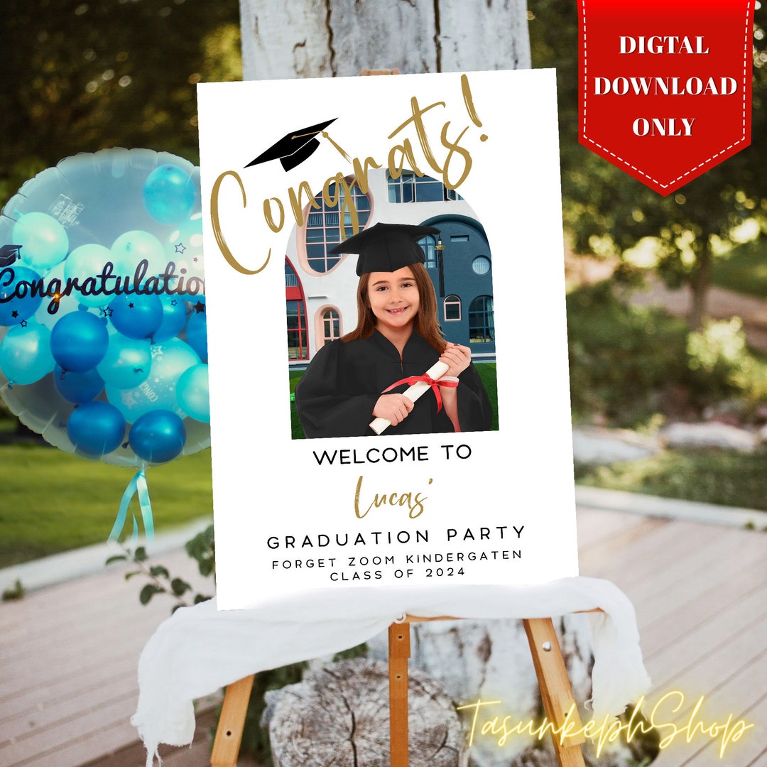 Personalized 4th Grade Graduation Party Welcome Sign, Custom Photo Grad ...