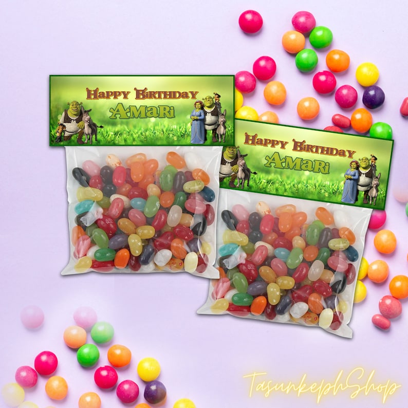 Printable Personalized Shrek Birthday Candy Bag Topper Shrek - Etsy