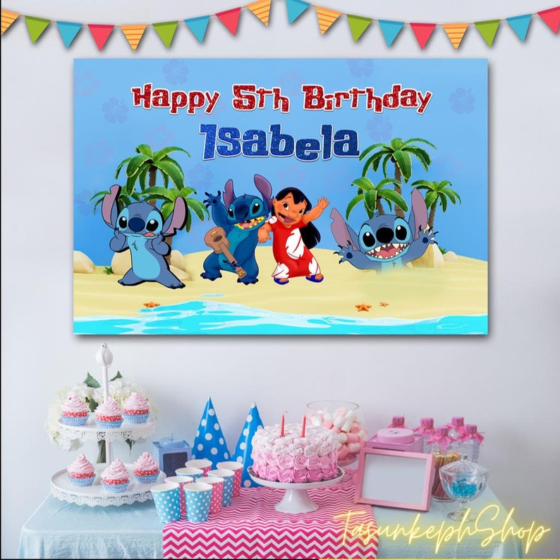 Printable Personalized Lilo and Stitch Birthday Backdrop Lilo - Etsy