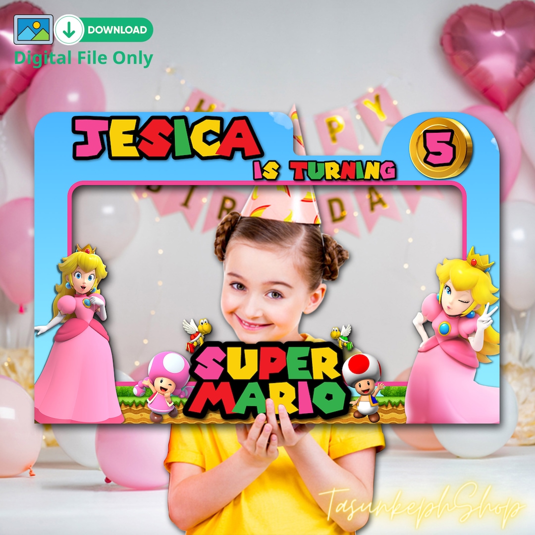 Super Mario Princess Peach Photo Booth Frame, Princess Peach Frame ...