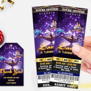 Printable Aladdin Birthday Ticket Invitation, Ticket Invitation ...