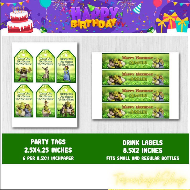 Printable Shrek Cake Topper Personalized Shrek Birthday - Etsy