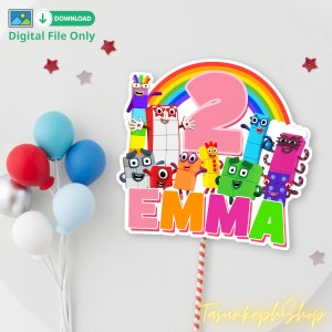 Printable Numberblocks Pink Girl Cake Topper, Custom Name Birthday ...