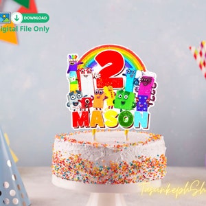Printable Numberblocks Watercolor Cake Topper Birthday Party for Kids ...