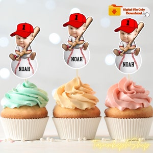 Printable Baseball Personalized Face Cupcake Toppers, Sports Cake ...