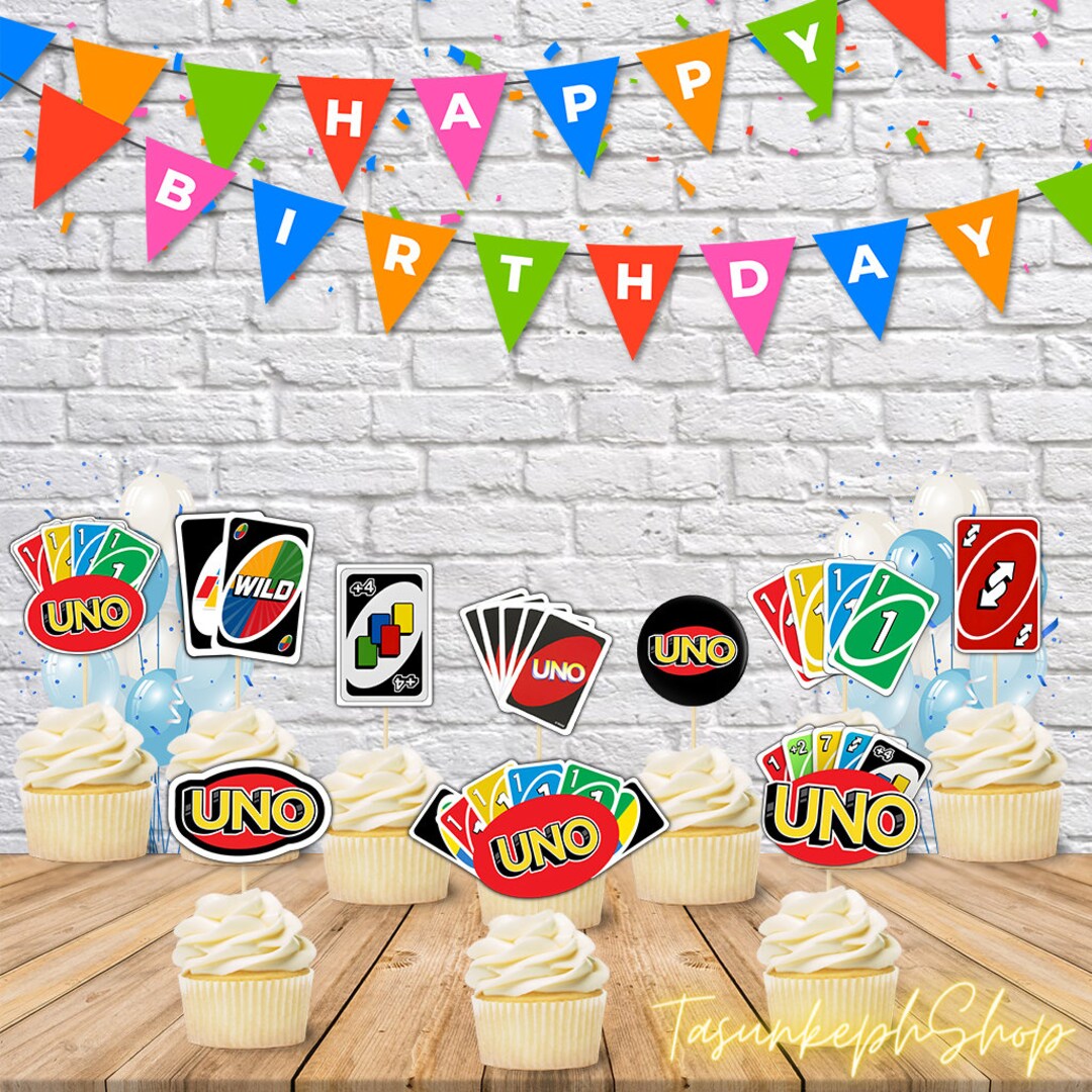 Instant Download Uno Cupcake Toppers, Uno Birthday Party Decoration ...