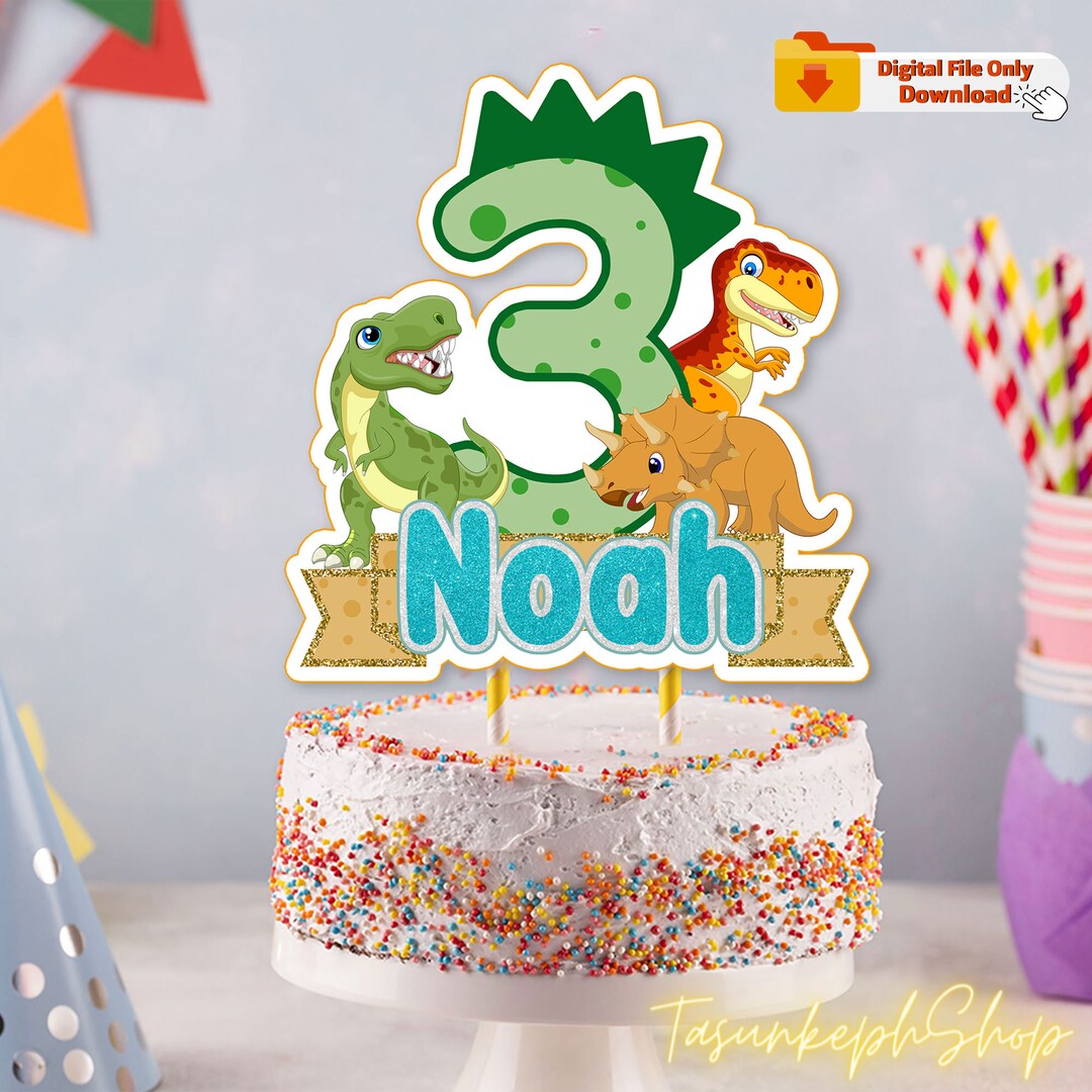 Printable Dinosaur Kingdom Cake Topper, Custom Dinosaur Birthday Party ...