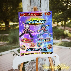 Printable Beyblade Birthday Welcome Sign, Birthday Welcome Sign ...