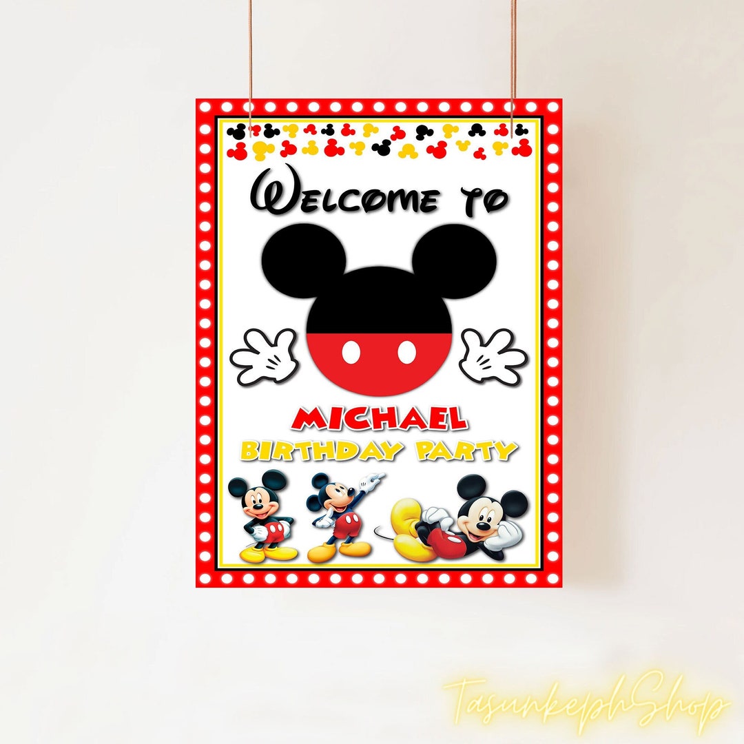 Mickey Mouse Welcome Sign, Mickey Mouse Sign, Mickey Mouse Decor ...