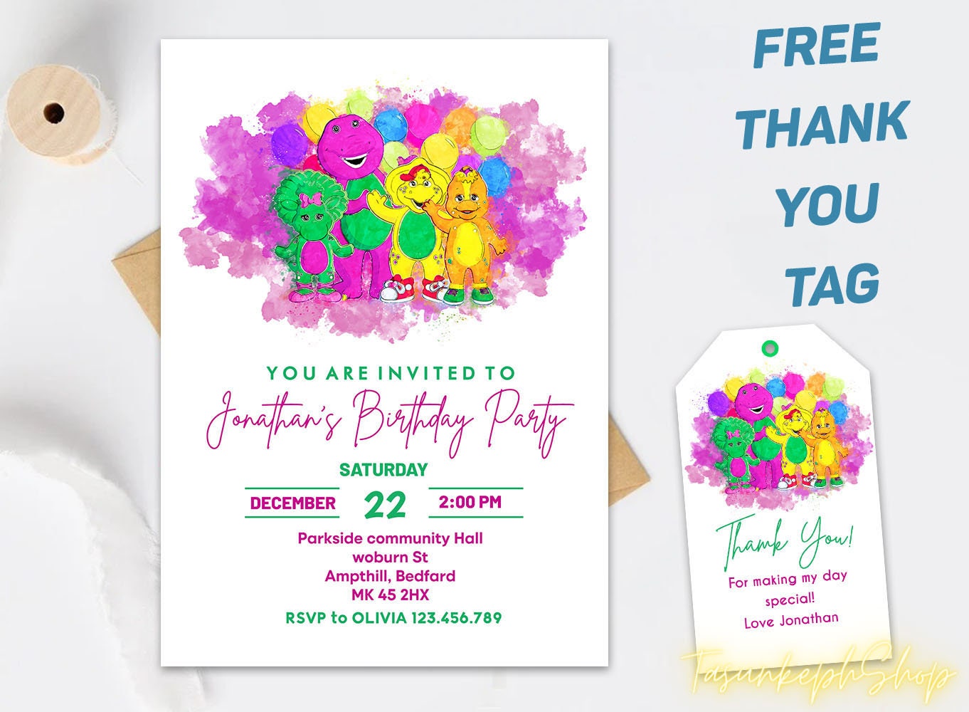 Barney Birthday Invitation Templates
