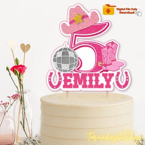 Printable Disco Cowgirl Personalized Cake Topper, Rodeo Birthday Girl ...