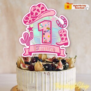 Printable Rodeo Cake Topper Pink Disco, First Rodeo Birthday Girl ...