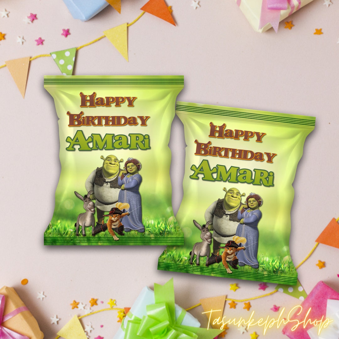 Printable Personalized Shrek Birthday Candy Bag Topper, Shrek Party ...