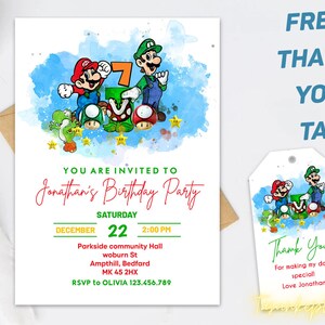 Printable Personalized Super Mario Invitation, Mario Bros Invitation ...