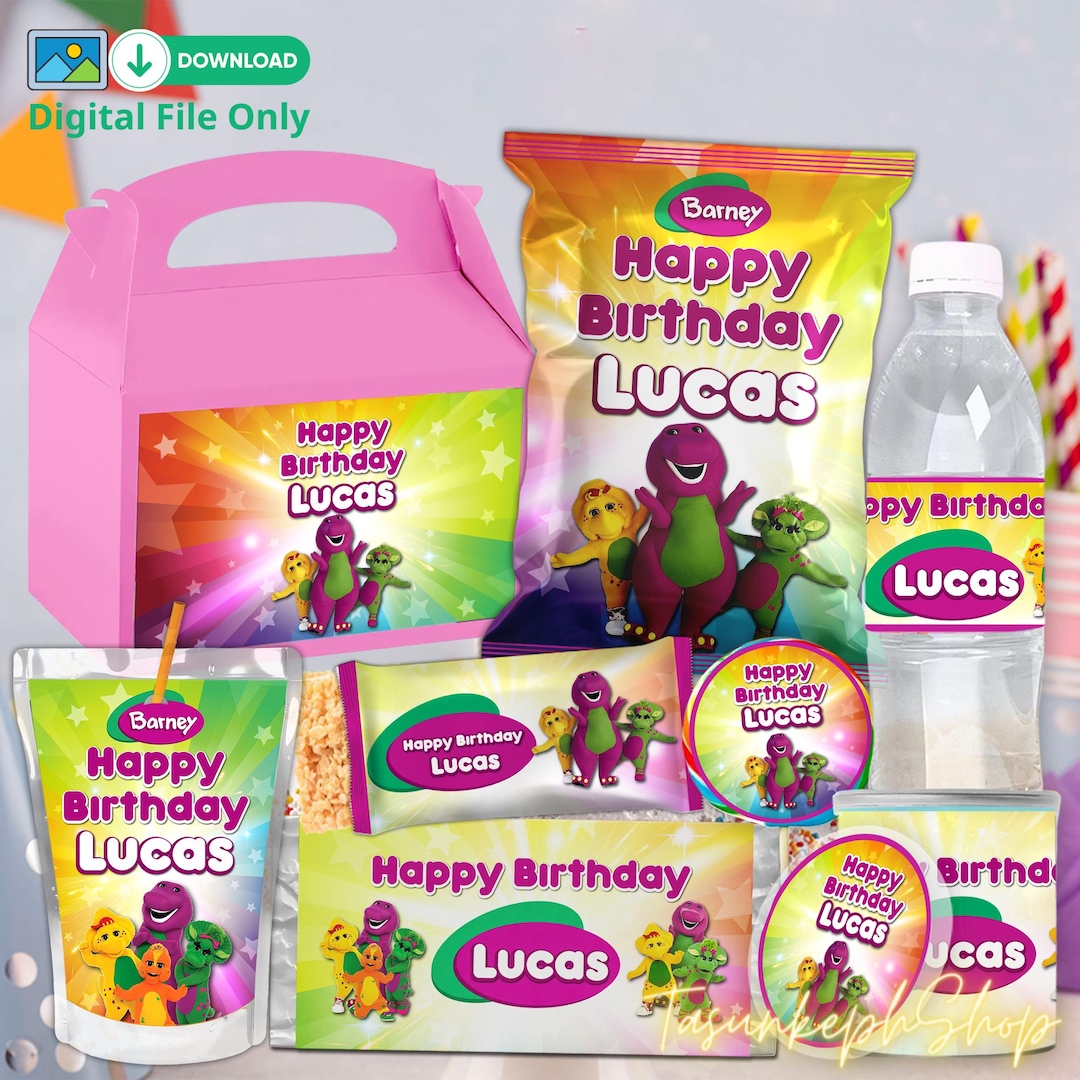Printable Barney Birthday Party Bundle Kit, Barney Theme Custom Name ...