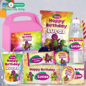 Printable Barney Birthday Party Bundle Kit, Barney Theme Custom Name ...