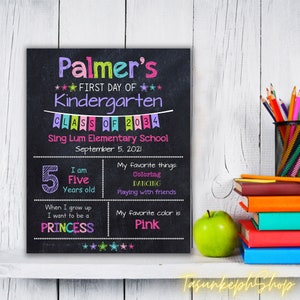 Custom School Board, Back to School Sign, Kindergarten Sign,first Day ...