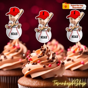 Printable Baseball Personalized Face Cupcake Toppers, Sports Cake ...