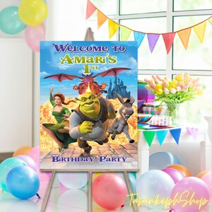 Shrek Birthday Party, Shrek Birthday Backdrop, Digital Shrek Birthday ...