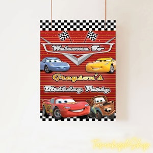Editable Racecar Birthday Party Welcome Sign, Race Car Welcome Sign ...