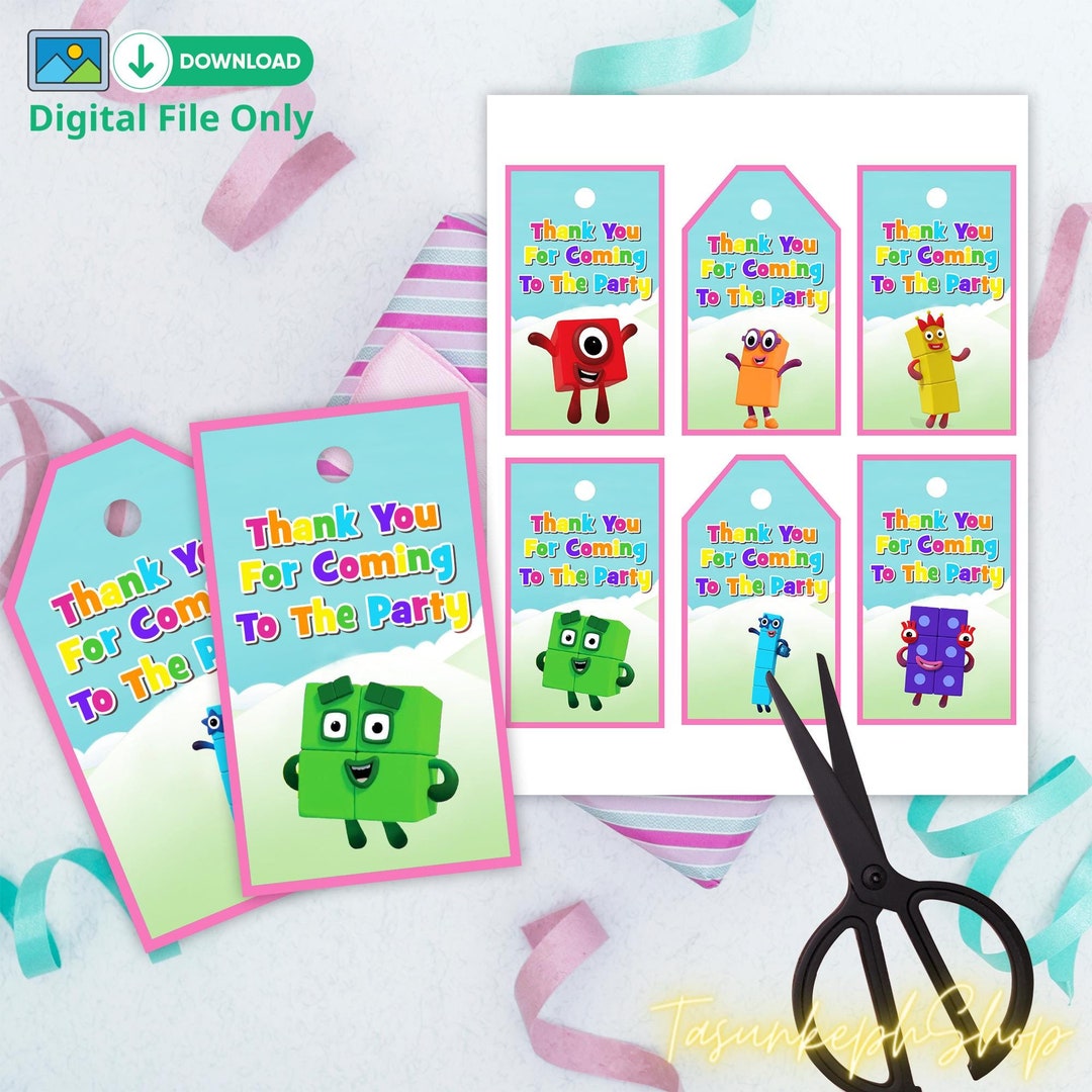 Numberblocks Birthday Thank You Tags, Kids Party Favors (digital ...