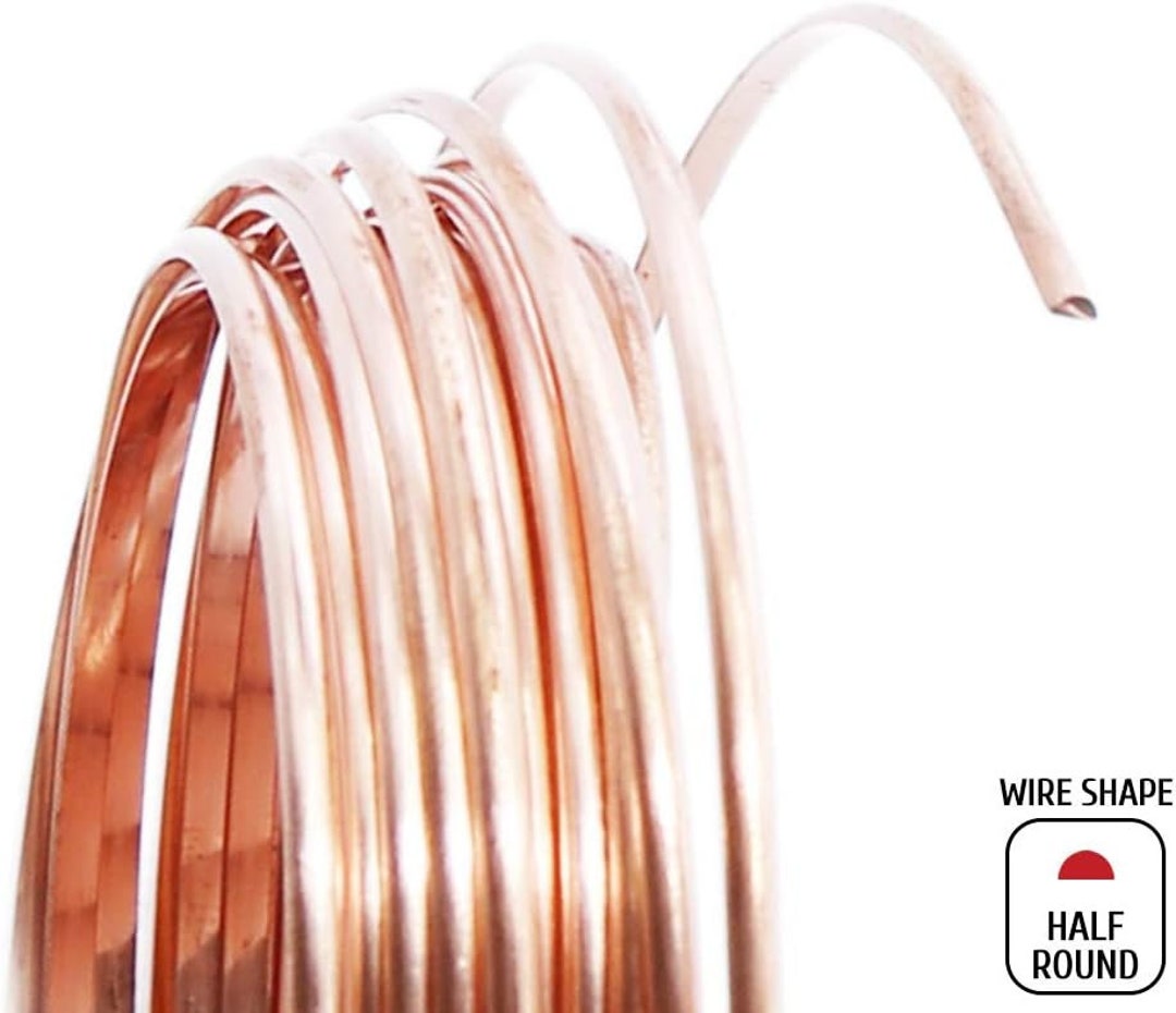 25 FT - 99.9% Pure Solid Copper Wire Half Round, Bright, Dead Soft ...