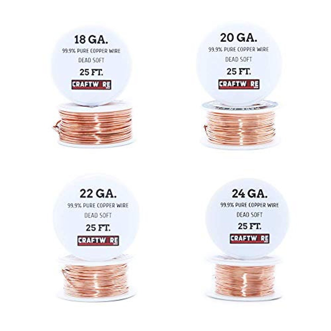 Assorted Solid Bare Copper Wire Round Selection, Bright, Dead Soft, 25 ...