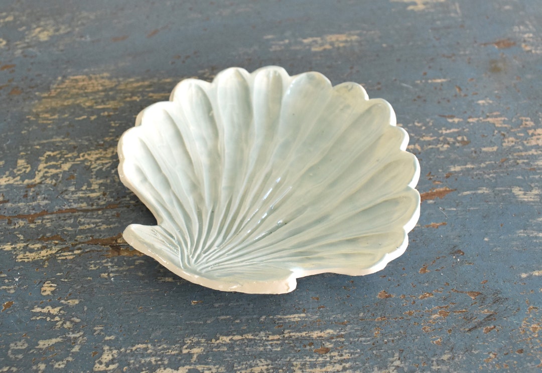 Ceramic Seashell Pastel Aqua Scallop Shell Dish Handmade Gift Home ...
