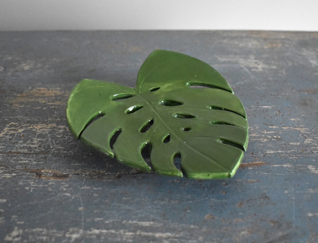 Ceramic Monstera Leaf Soap / Sponge Rest Handmade Gift Home Decor ...