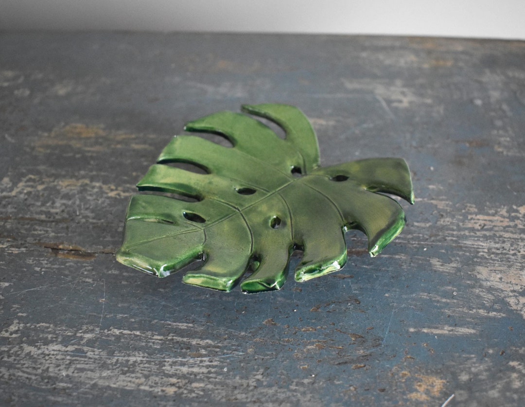 Ceramic Monstera Leaf Soap / Sponge Rest Handmade Gift Home Decor ...