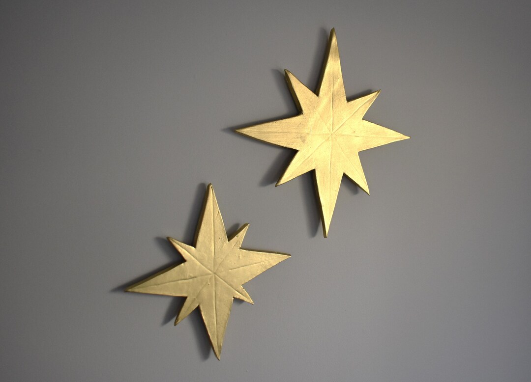 Ceramic Gold Atomic Star Wall Hanging Set of 2 Handmade Ceramic Gifts ...