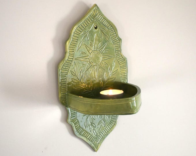 Ceramic Altar Sea Green Engraved Wall Decor Handmade Home Decor Gifts ...