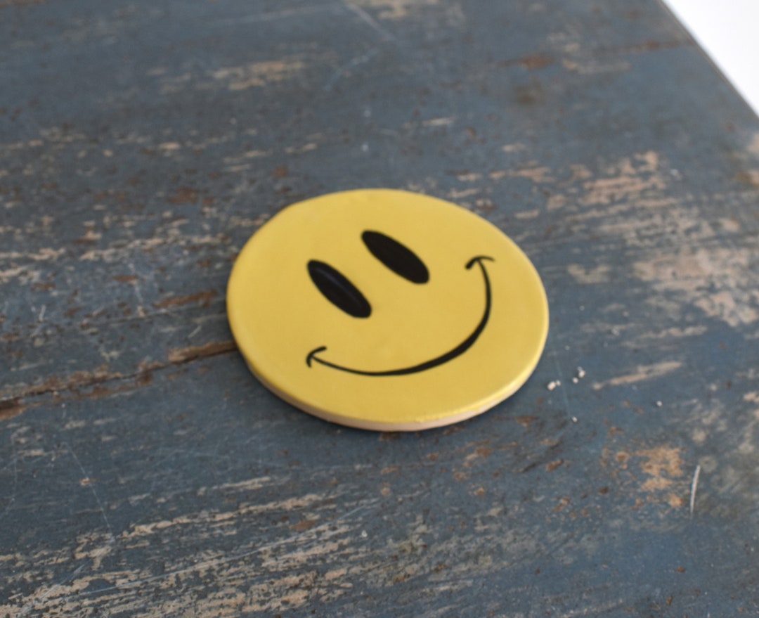 Ceramic Smiley Face Magnet Yellow Home Decor Handmade Gifts - Etsy