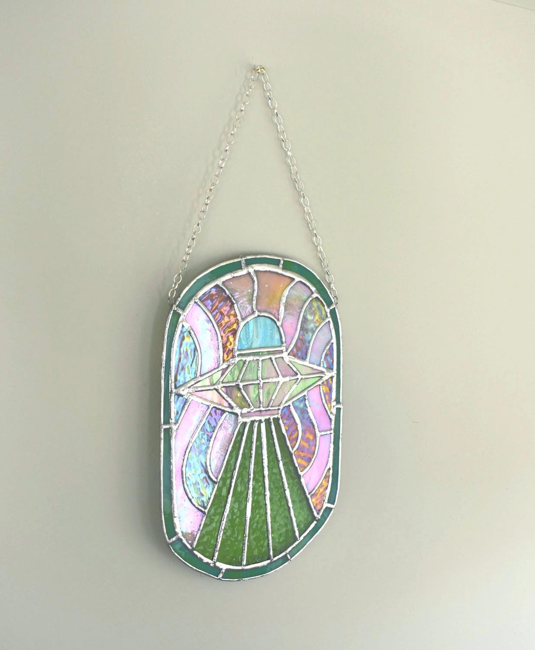Stained Glass Alien UFO Wall Decor - Etsy