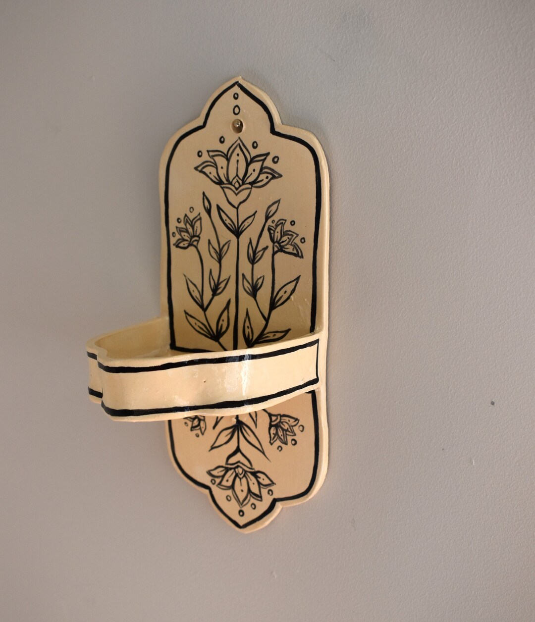 Ceramic Wall Altar Black Floral Design Handmade Gifts - Etsy
