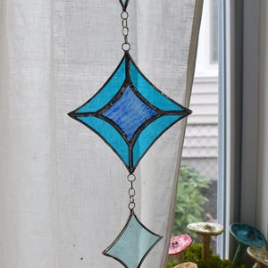 Stained Glass Blue Star Wall Hanging Handmade Decor - Etsy