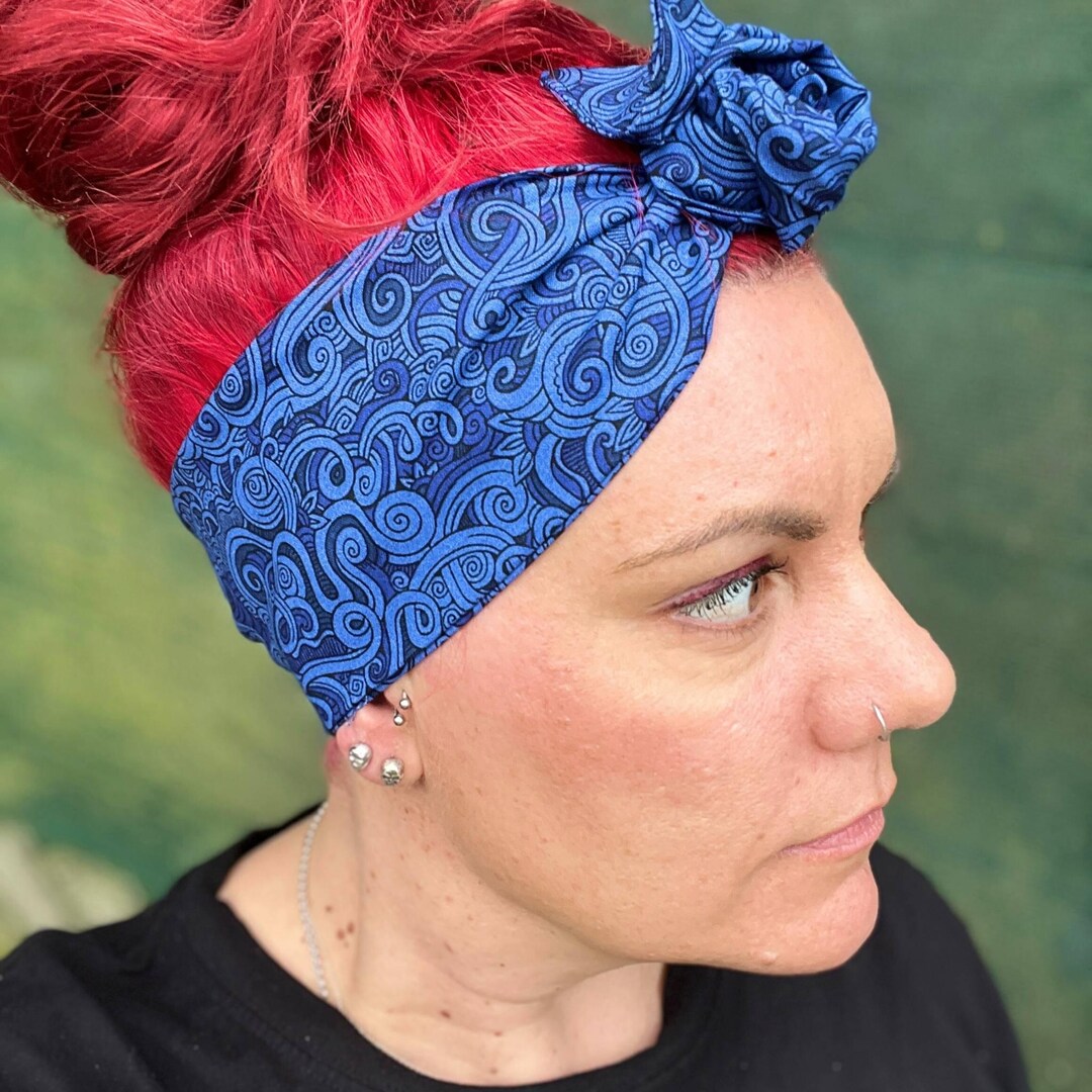 Blue Maori Wide Wire Hair Wrap Wire Headband Wired Head Wrap Wide Wired ...