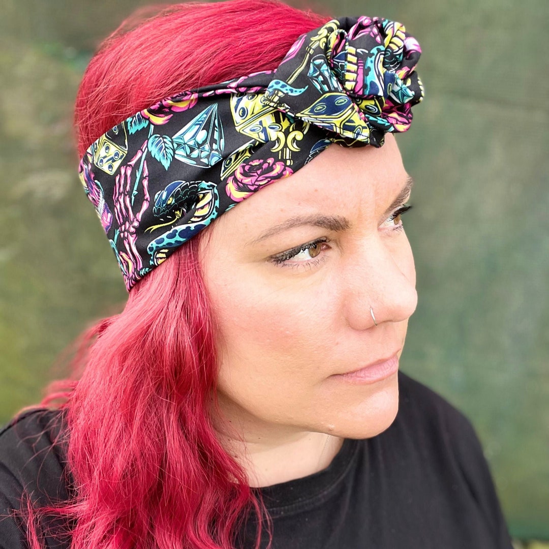 Creepy Tattoo Wide Wire Hair Wrap Wire Headband Wired Head Wrap Wide ...
