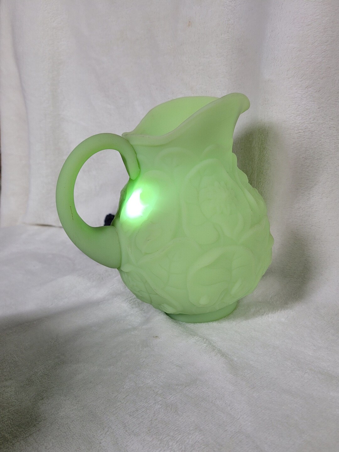 Fenton Lime Green Waterlily Uranium Water Pitcher - Etsy