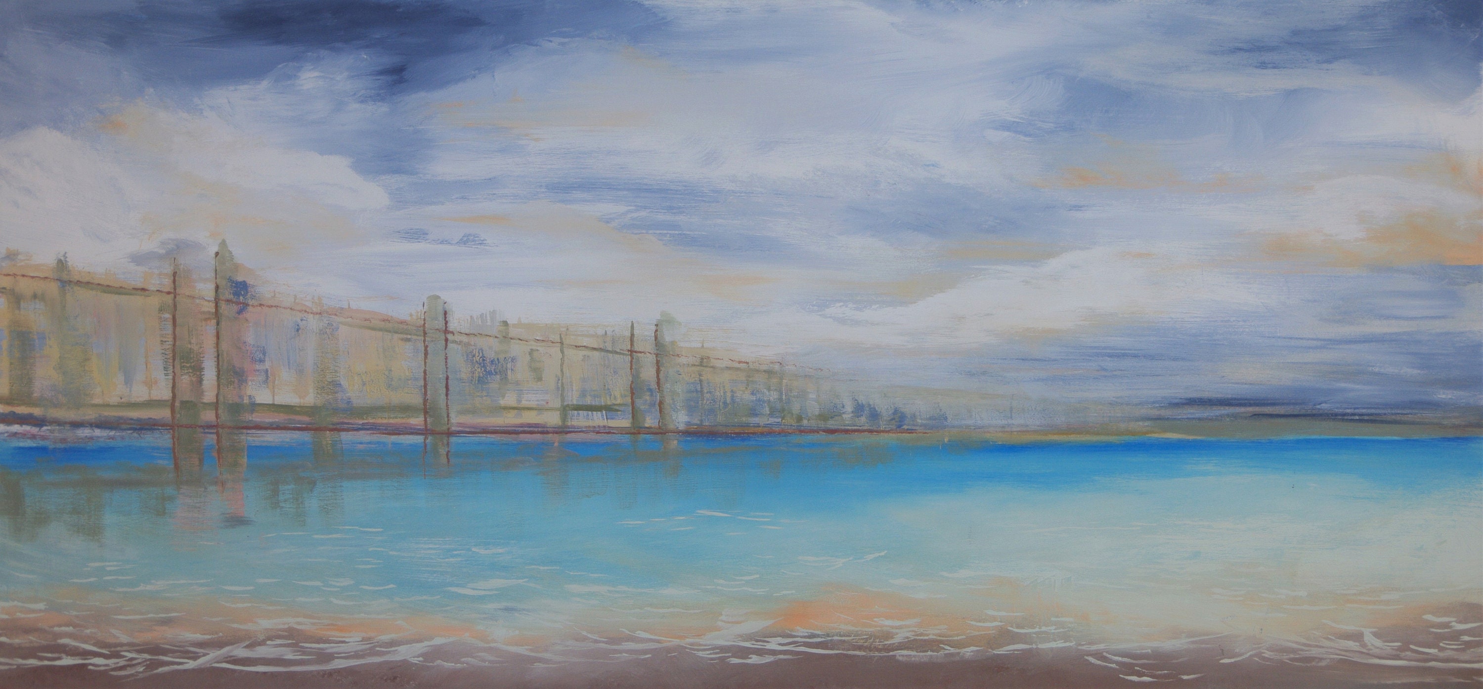 The Bridge Abstract Seascape Painting Wall Art | Etsy