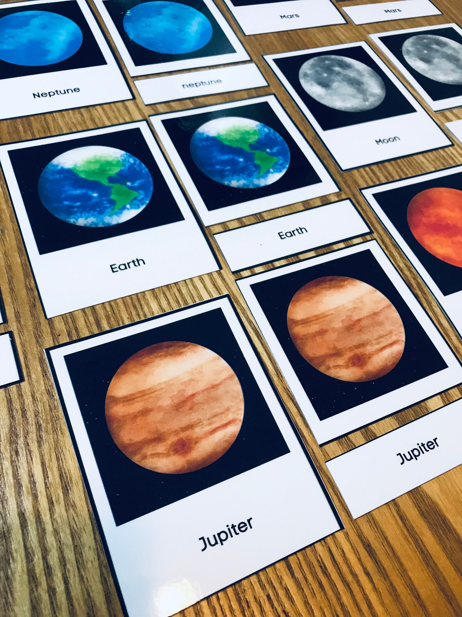 Solar System Montessori 3-part Cards Planets Sun Moon Flash | Etsy