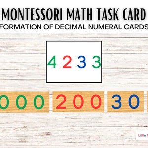 56 MONTESSORI MATH Formation of Numerals Task Cards Math Operations ...