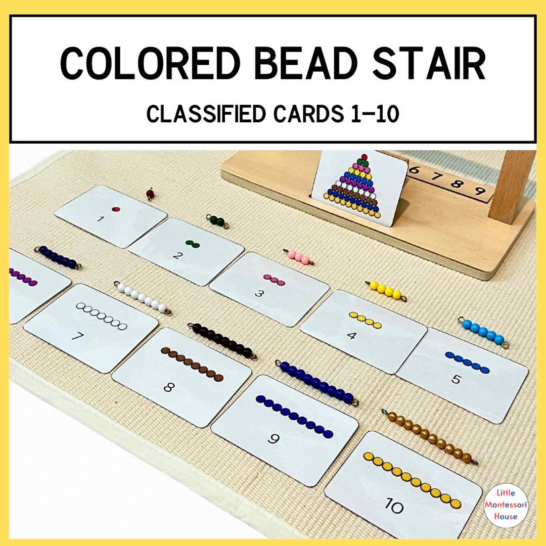 Montessori Colored Short Bead Stair Classified Cards 1-10 - Etsy