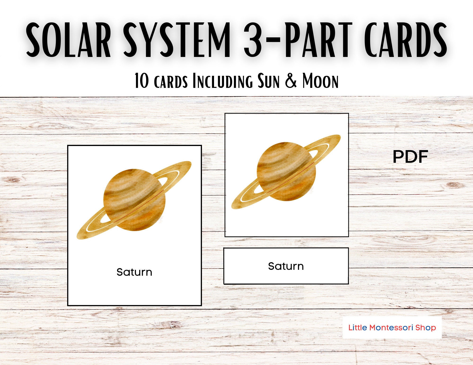 SOLAR SYSTEM Montessori 3-part Cards Planets Sun Moon Classified Cards ...